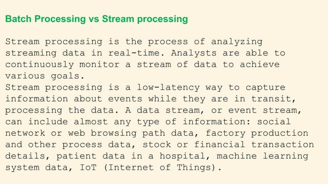 Batch Processing vs Stream Processing Difference | PPTX | Cloud ...
