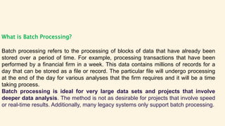 Batch Processing vs Stream Processing Difference | PPTX | Cloud ...