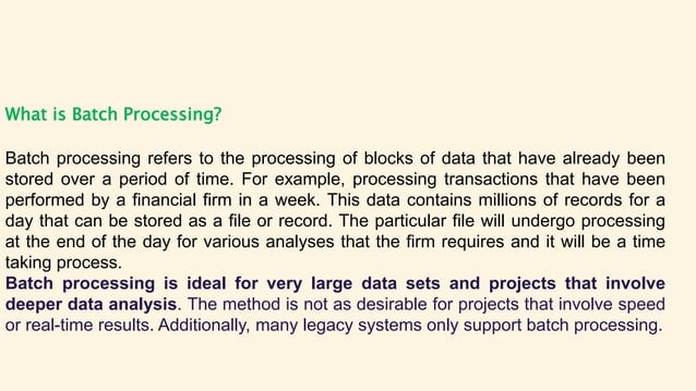 Batch Processing vs Stream Processing Difference | PPTX | Cloud ...