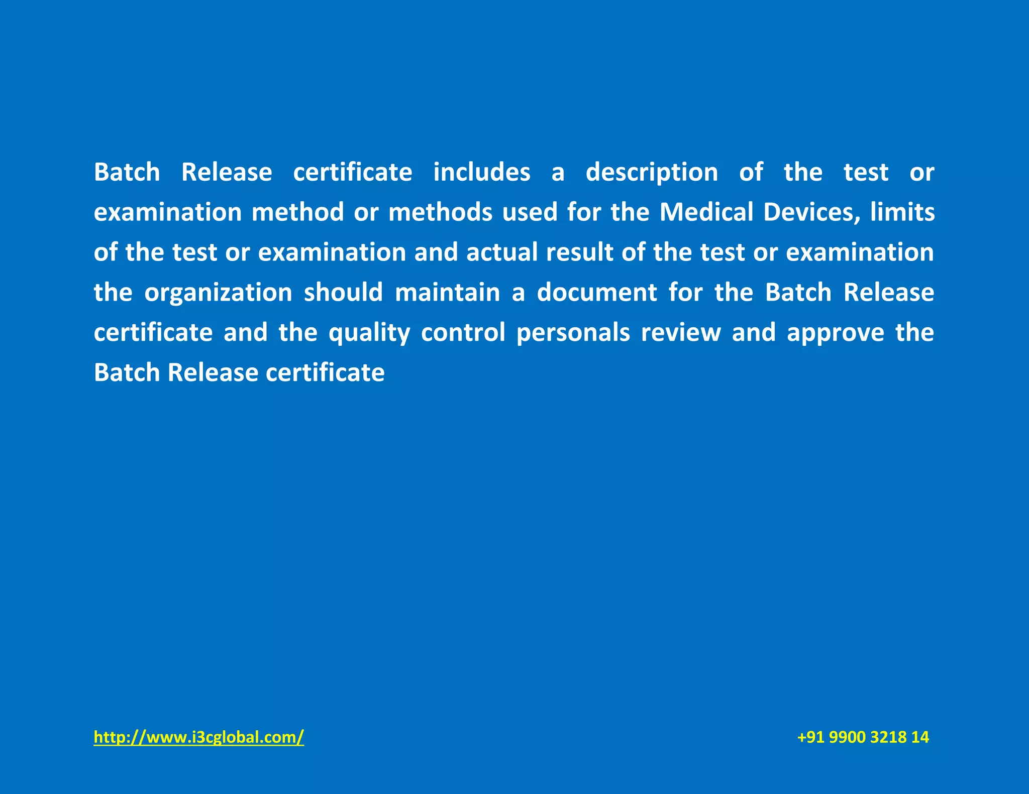 Batch release certificate for medical device | DOCX
