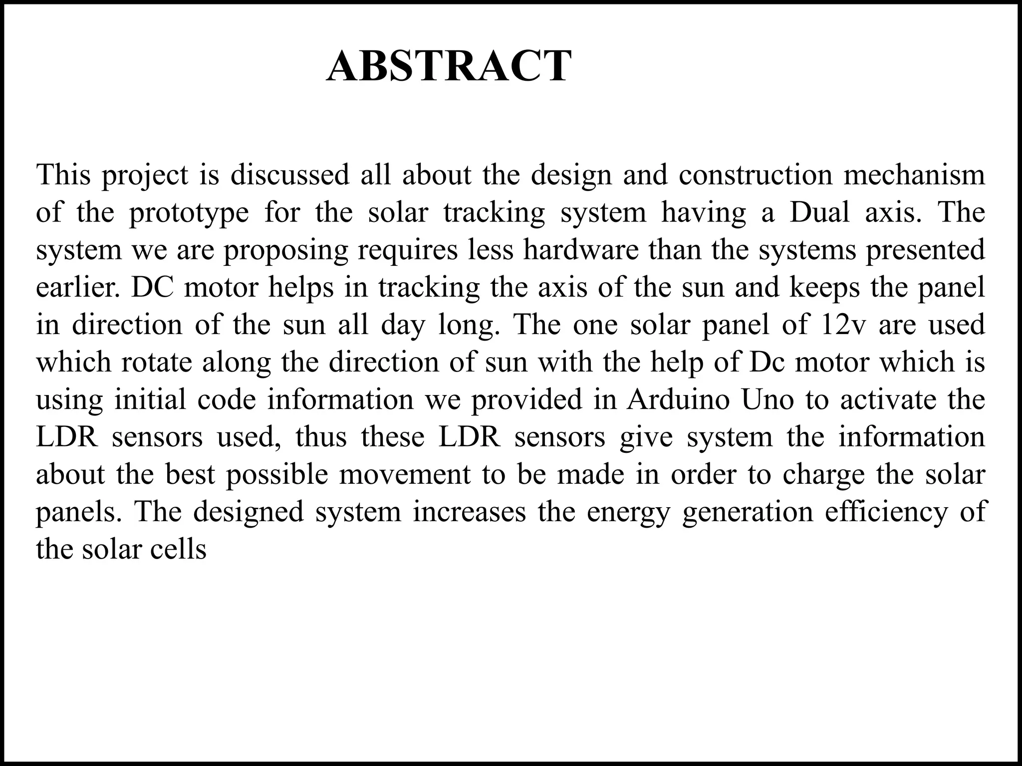 an aurdino based solar tracking system dual axis | PPT