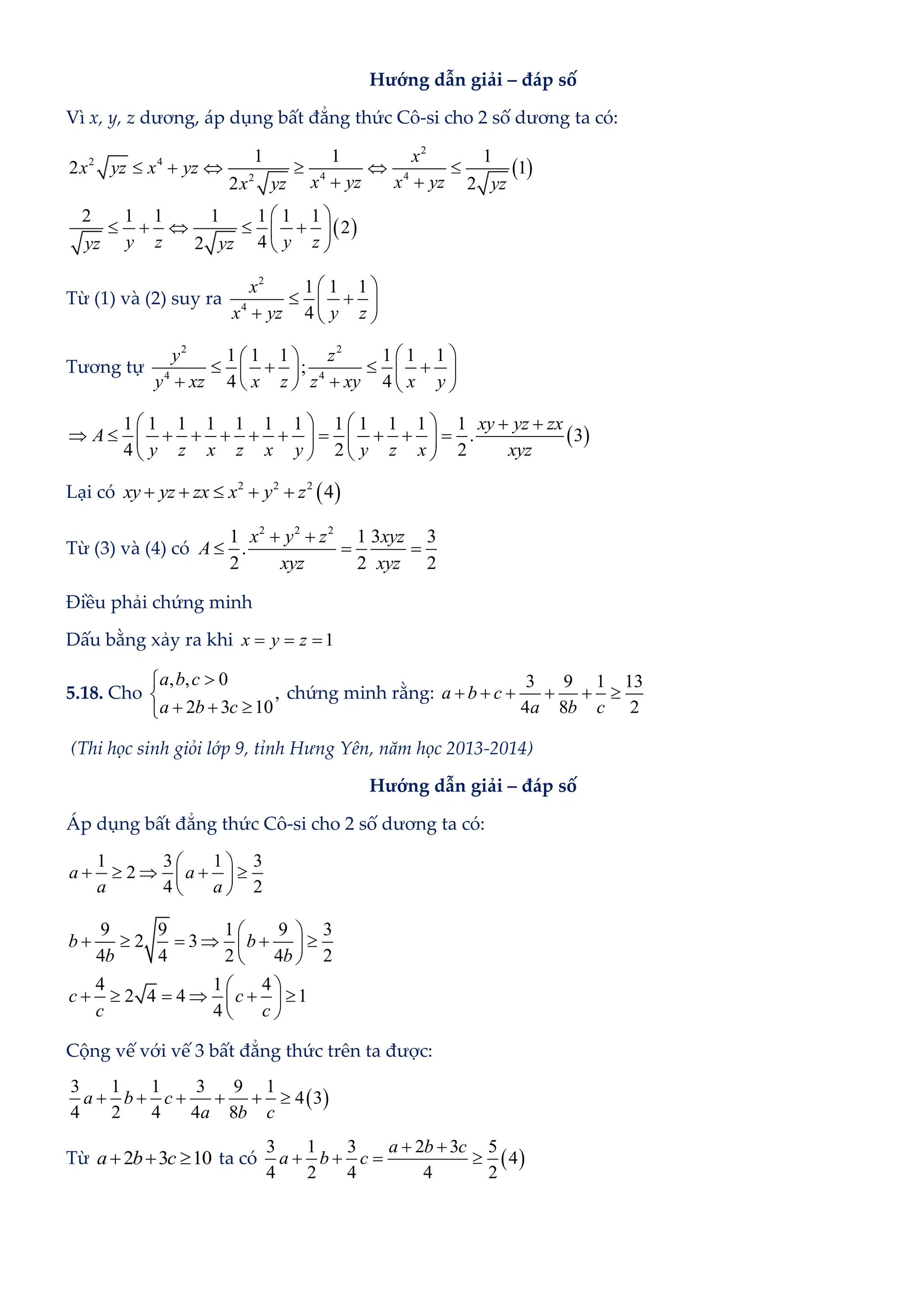 Chuyên đề Toán lớp 9 Bất đẳng thức Cauchy | DOC
