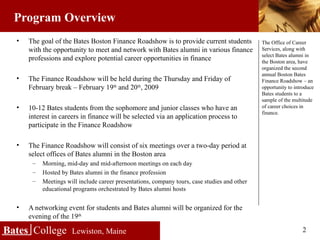 Bates Finance Roadshow | PPT | Financial Industry | Industries