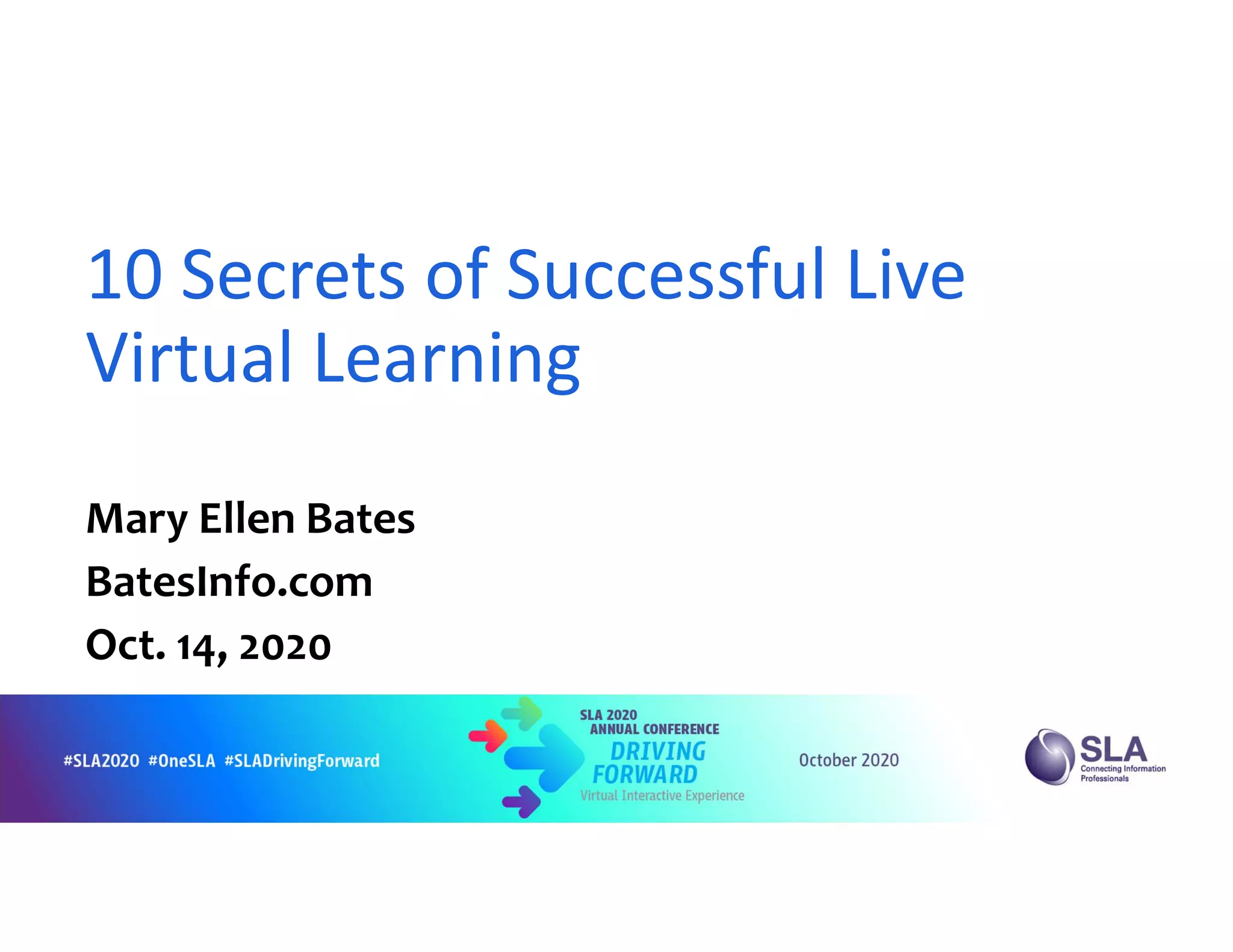 10 Secrets of Successful Live Virtual Learning | PPT