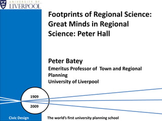Great Minds in Regional Science: Peter Hall | PPTX