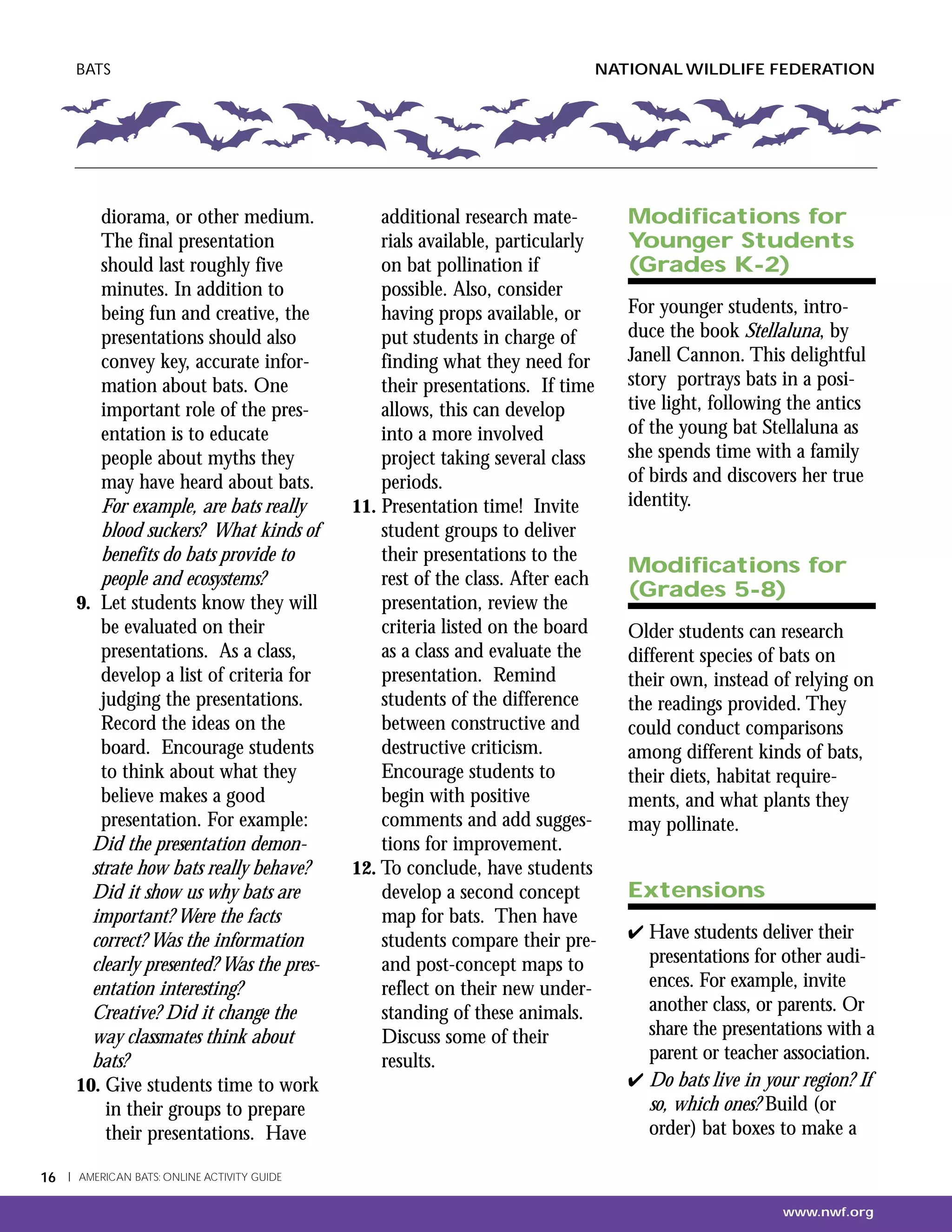 National Wildlife Federation's Bat Guide | PDF