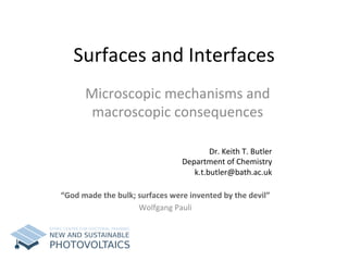 Surfaces and Interfaces | PDF
