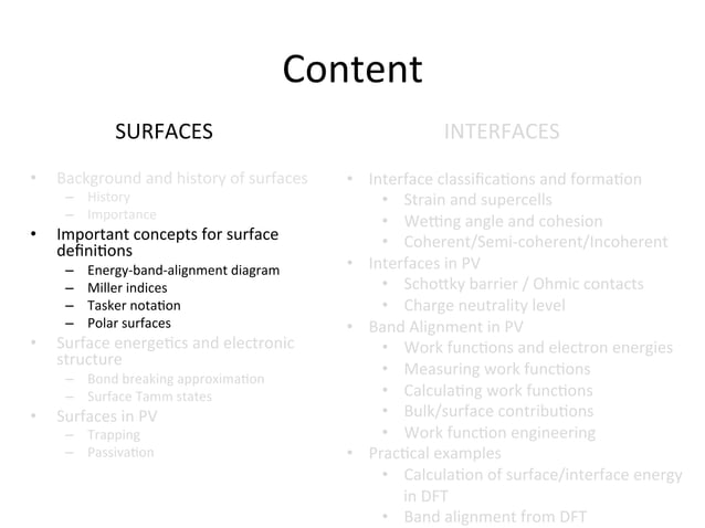 Surfaces and Interfaces | PDF