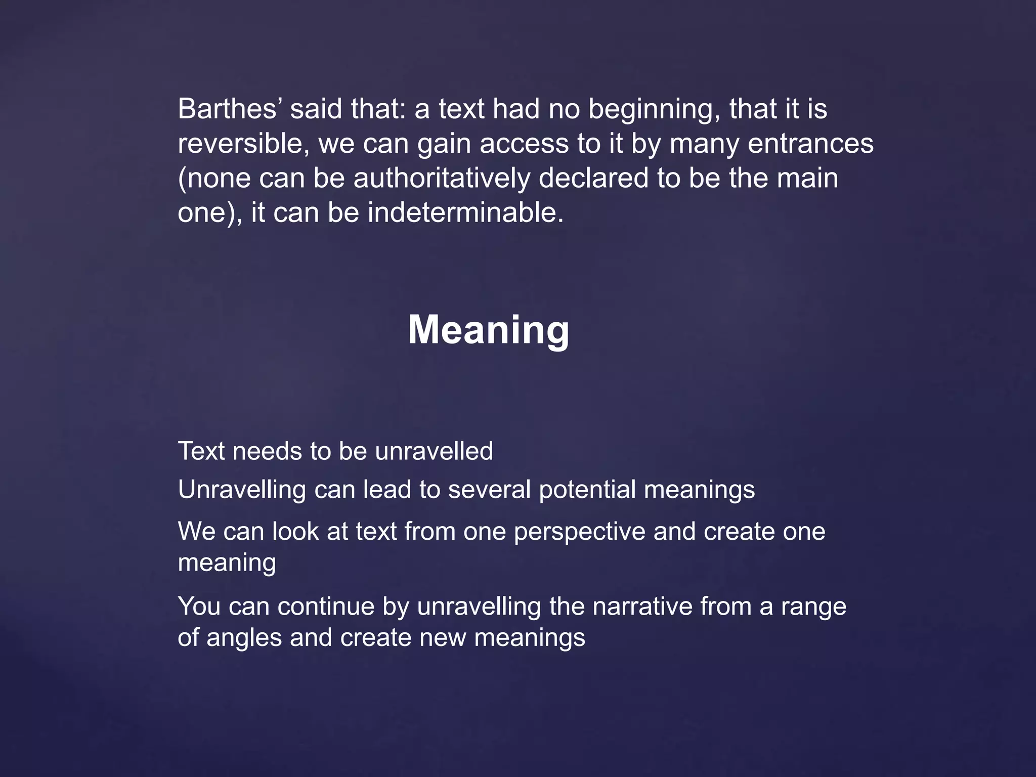 Barthes theory edited | PPT