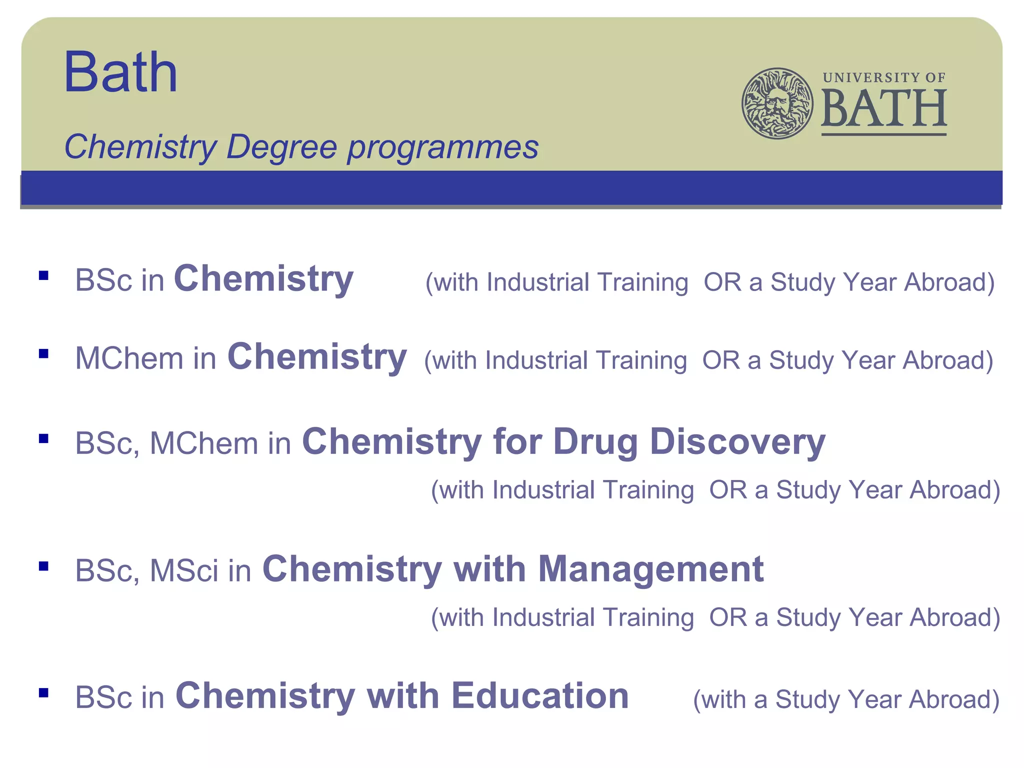 Studying Chemistry at the University of Bath | PPS | Undergraduate ...