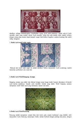 Batik aceh dan penjelasannya | DOCX