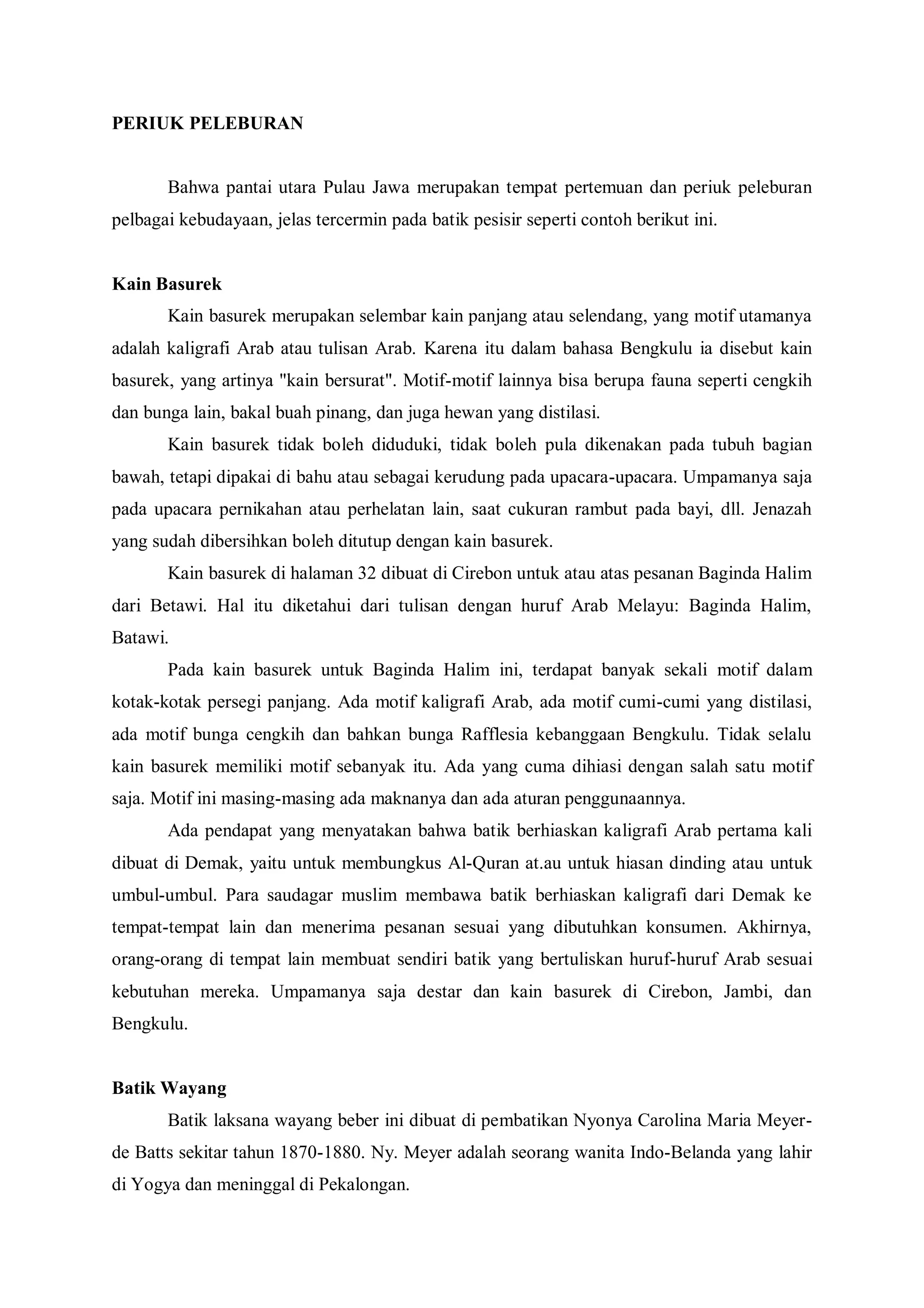 Batik pesisir pusaka indonesia | PDF