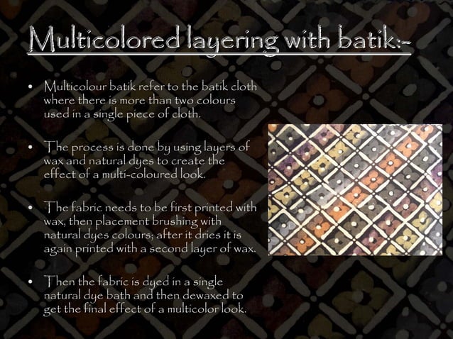 Batik presentation | PDF | Needlework | Arts and Crafts