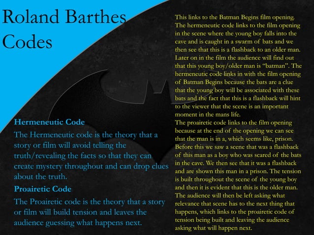 Batman Begins Film Opening Analysis: Theories | PPTX