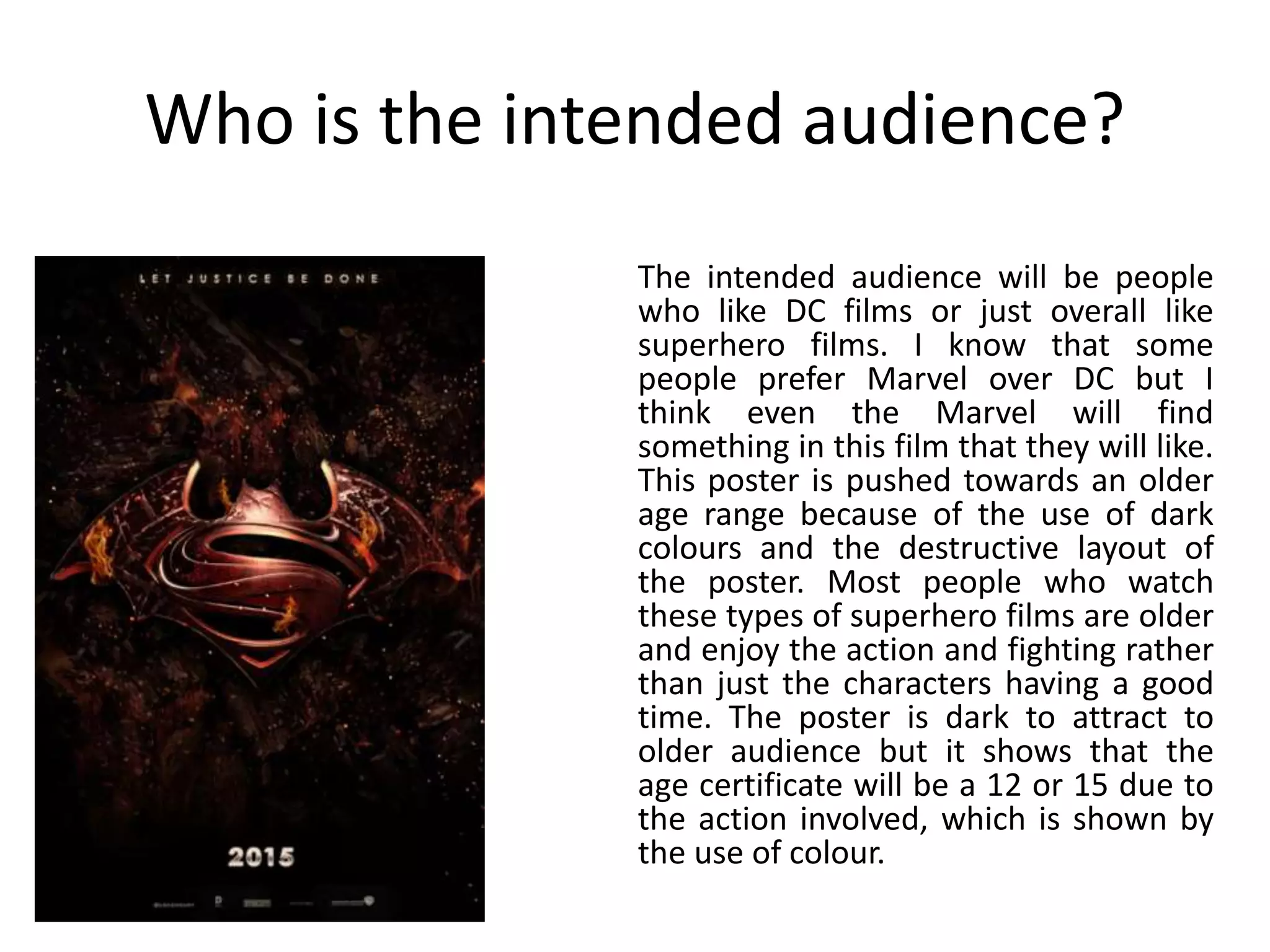 Batman vs superman poster annotation Media GCSE | PPTX
