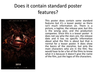 Batman vs superman poster annotation Media GCSE | PPTX
