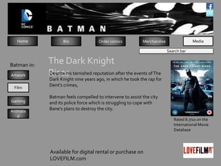 Batman website designs | PPTX