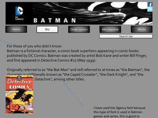 Batman website designs | PPTX