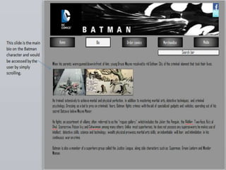 Batman website design with annotations | PPT