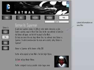 Batman website design with annotations | PPT