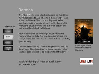 Batman website page content | PPTX