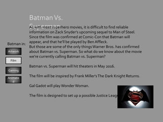 Batman website page content | PPTX