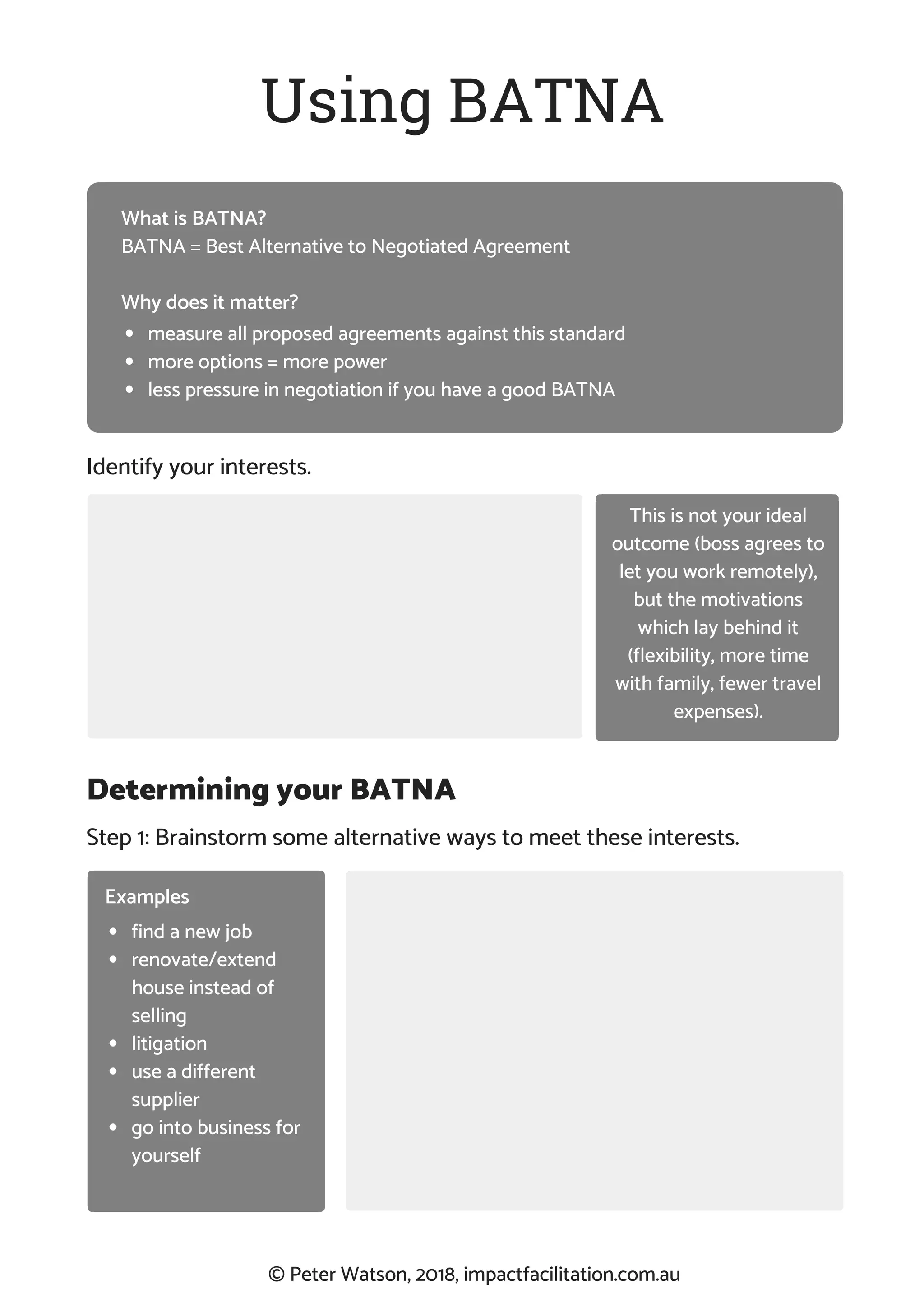 Worksheet: Using BATNA in a negotiation | PDF