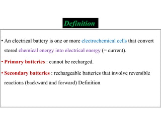 Batteries PPT.pdf Introduction to Batteries | PDF