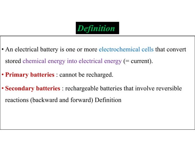 Batteries PPT.pdf Introduction to Batteries | PDF