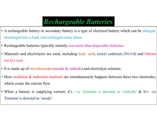 Batteries PPT.pdf Introduction to Batteries | PDF