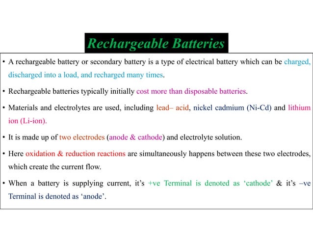 Batteries PPT.pdf Introduction to Batteries | PDF