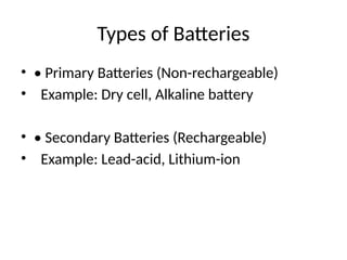 Types of Batteries CBSE NCERT CLASS 12 a | PPTX