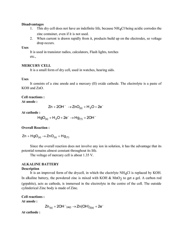 batteries x.pdf (notes on cells and batteries) | PDF