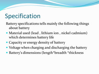 Characteristics of battery | PPTX