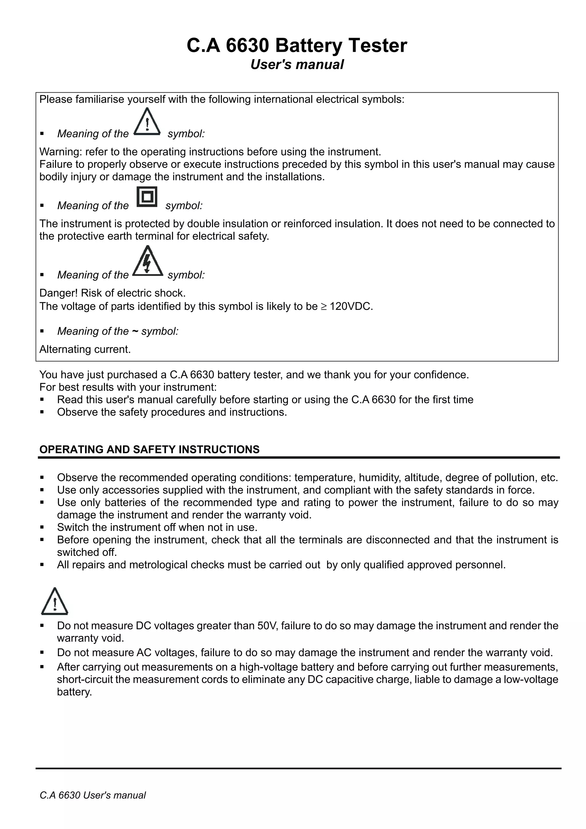 Battery tester manual | PDF