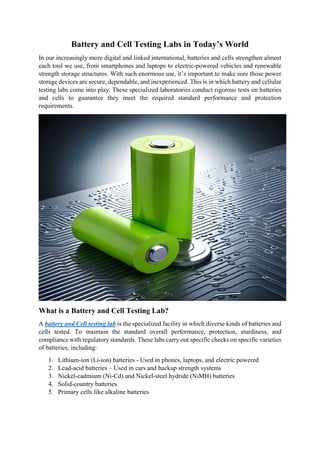Battery and Cell Testing Labs in Today’s World.pdf