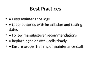 Battery_Bank_Maintenance_Standards Practice | PPTX