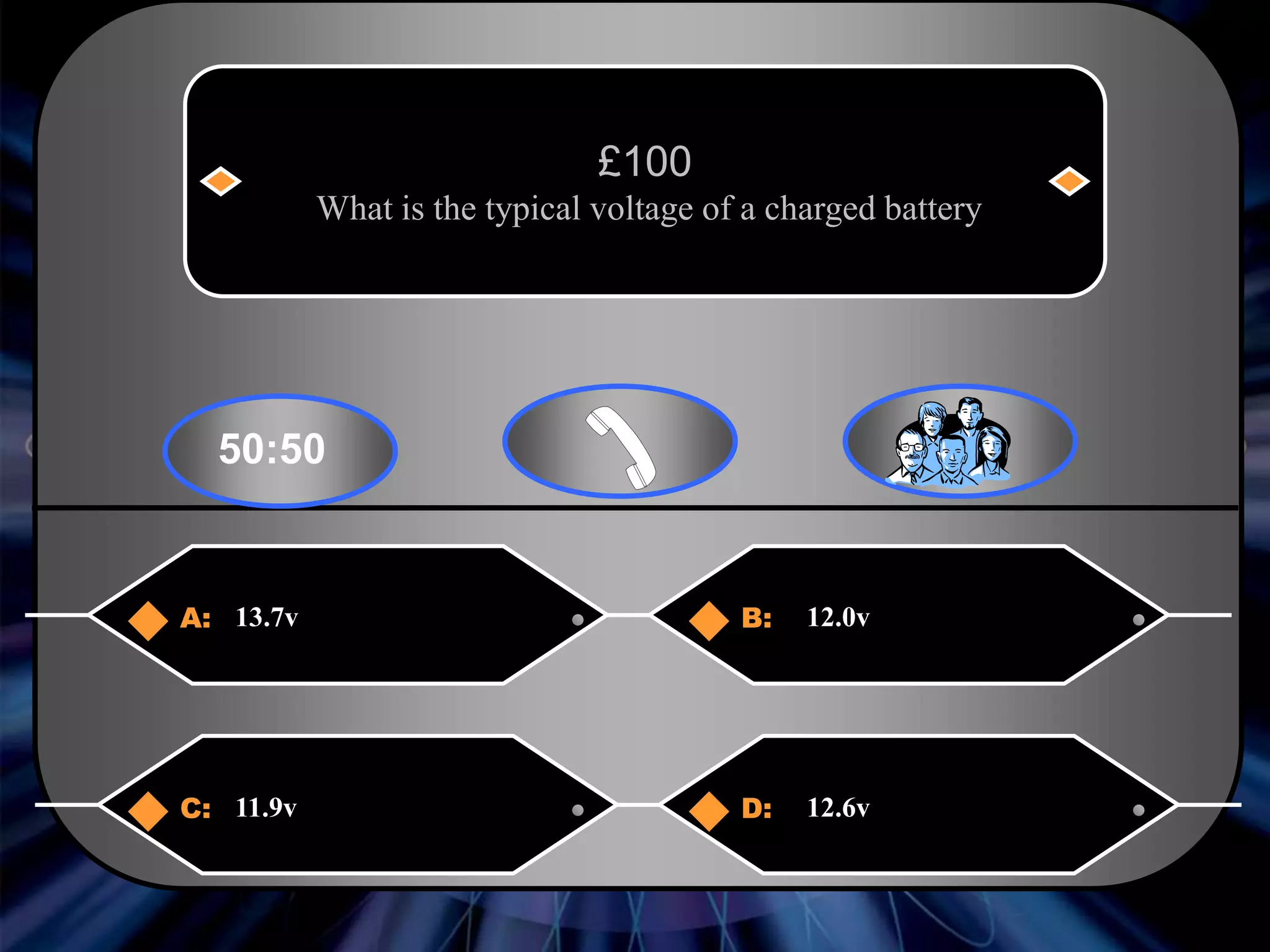 Battery & Charging System millionaire quiz | PPT