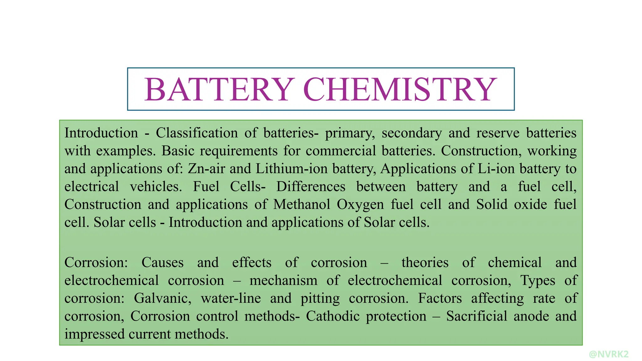 BATTERY CHEMISTRY FOR ENGINEERING STUDENTSpptx | PPTX