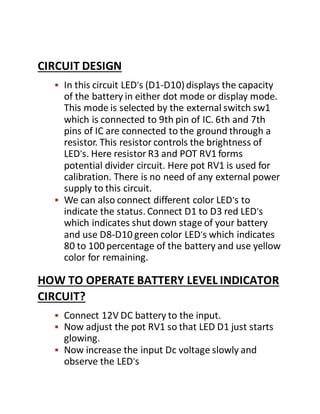 Battery level Indicator Circuit | DOCX