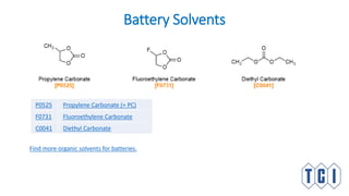 Battery Reasearch Reagents from TCI Chemicals | PDF