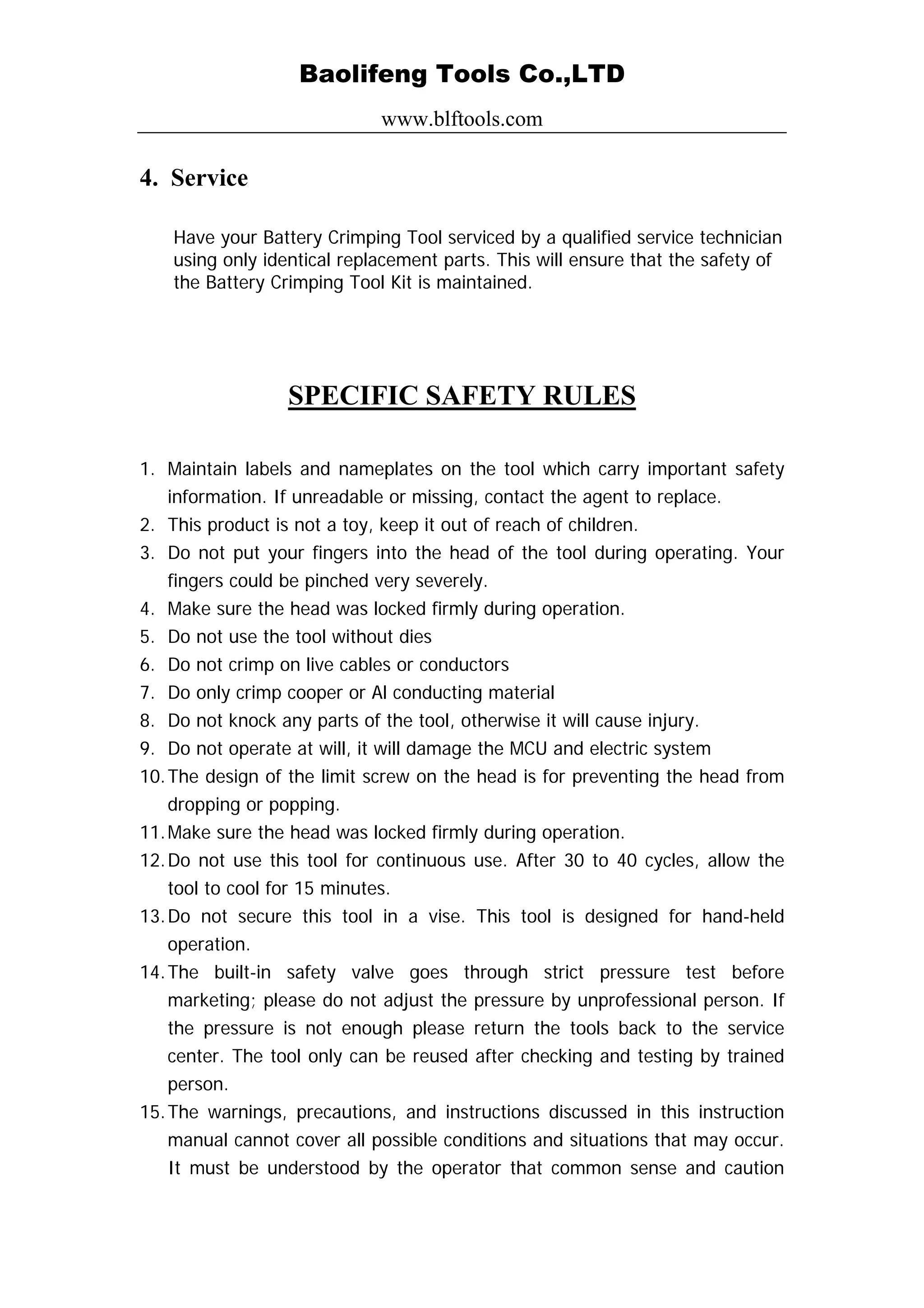 Battery power crimping tool ez 300 for cable lug | PDF