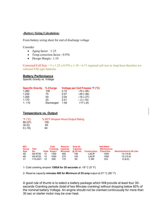 Battery specifications and calculation | PDF