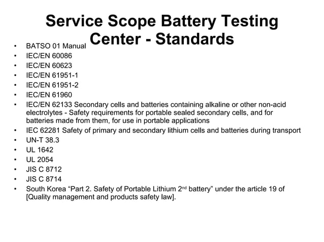 Battery Testing Center | PPT