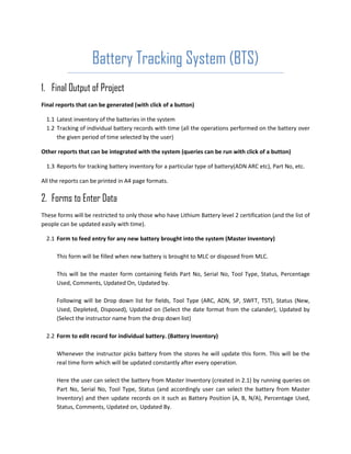 Battery tracking system(bts) | PDF