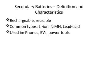 Batteries: Types, Working Principles, and Practical Applications | PPTX