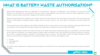 Battery WASTE AUTHORISATION | PDF