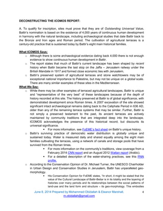 Battir icomos recommendation 19.6 | PDF