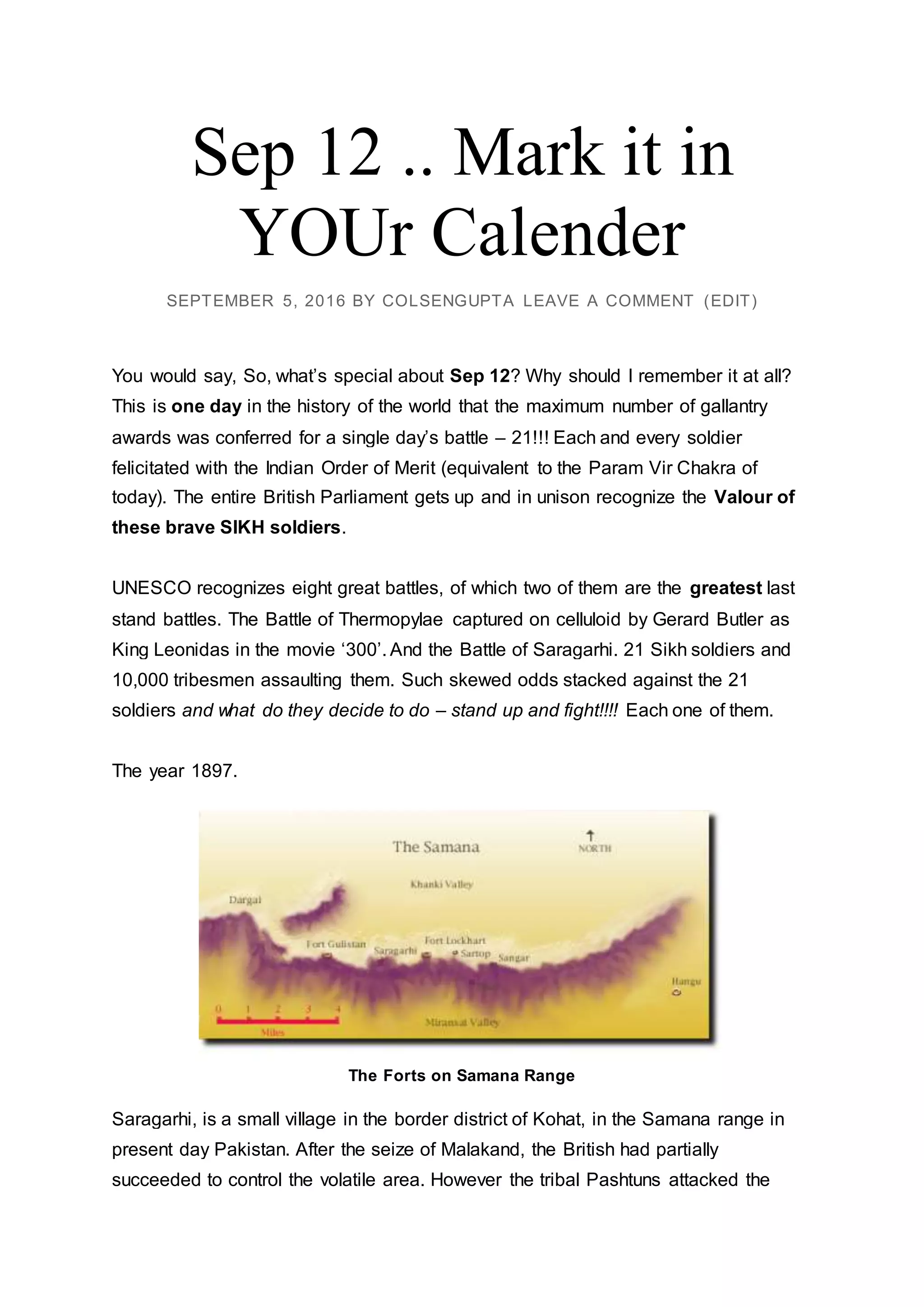 Battle of Saragarhi | DOCX