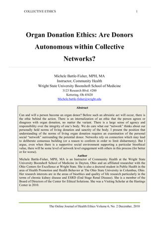 Organ donation ethics: are donors autonomous within collective networks ...